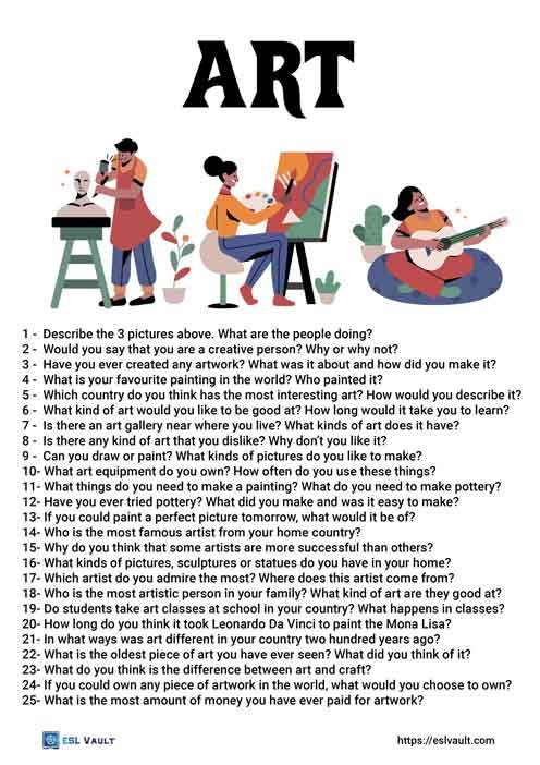 25 Interesting Art Conversation Questions ESL Vault 25 Interesting Art Conversation Questions ESL Vault