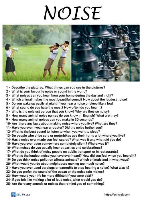 25 noise conversation questions - ESL Vault
