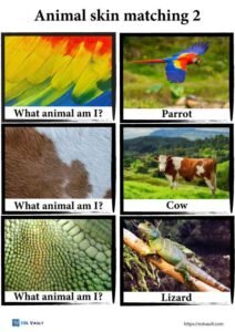 36 free animal skin matching game cards - ESL Vault
