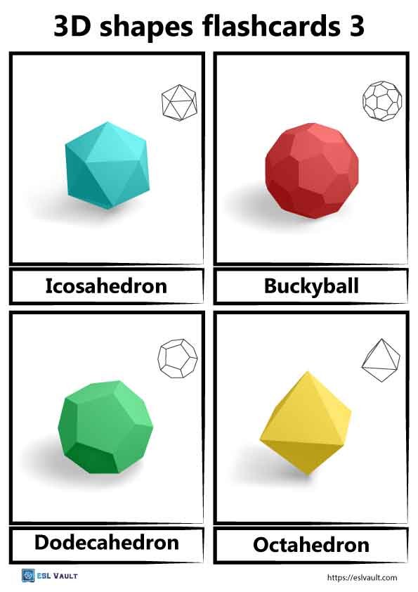20 free printable 3D shapes flashcards - ESL Vault