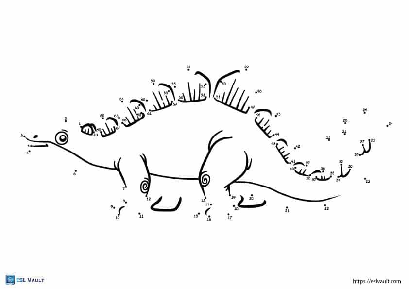 10 free printable dinosaur dot to dot pages - ESL Vault