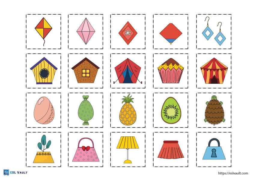 72 free printable shape matching game cards - ESL Vault