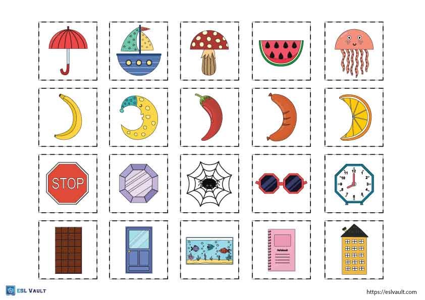 72 free printable shape matching game cards - ESL Vault