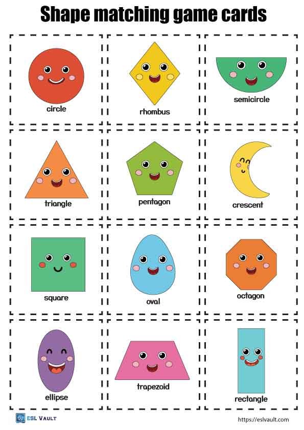 72 Free Printable Shape Matching Game Cards ESL Vault