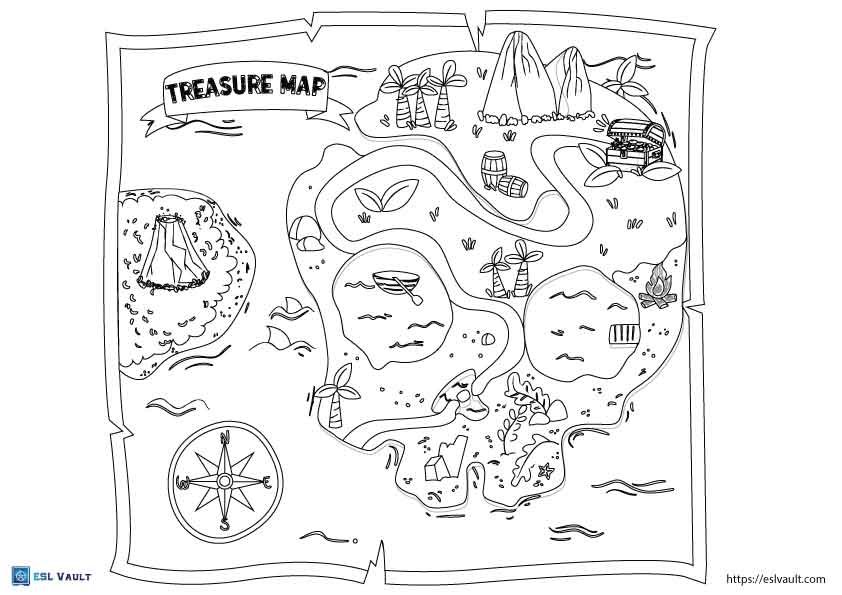 16 free treasure map coloring pages - ESL Vault