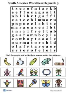3 free South America word search puzzles - ESL Vault