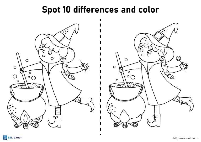 10 free printable spot the difference coloring pages - ESL Vault