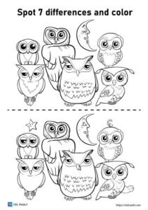 10 free printable spot the difference coloring pages - ESL Vault