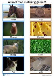 Animal food matching game PDFs with 48 free cards - ESL Vault