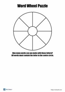 17 free word wheel puzzle printables - ESL Vault