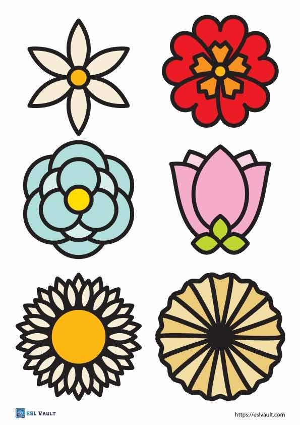 120 free printable flowers to cut out (PDF) - ESL Vault