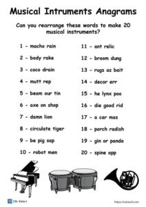 246 Free printable anagrams puzzles (PDF) - ESL Vault