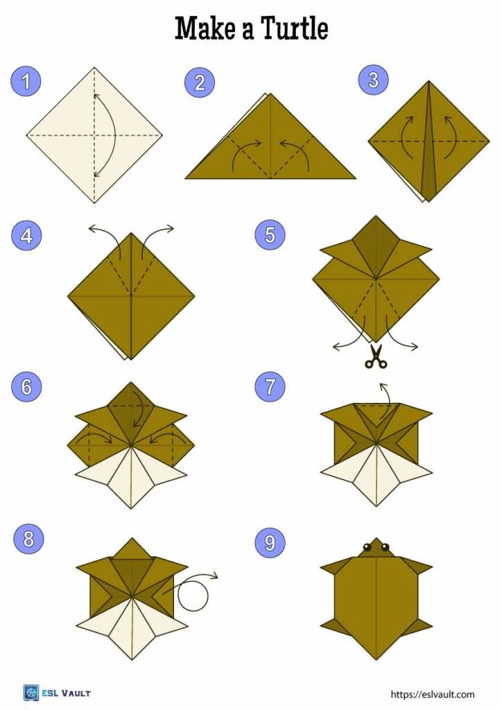 16 Easy origami animals step by step (PDF) - ESL Vault