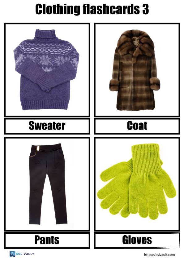 36 Free printable clothing flashcards (PDF) - ESL Vault