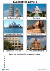 6 Free superlatives game printables (PDF) - ESL Vault