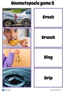 Free onomatopoeia game (44 cards) - ESL Vault