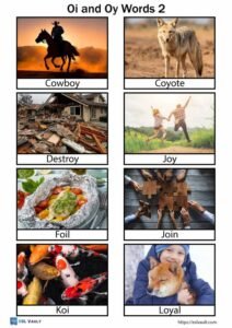 Free oi and oy words list and 32 cards - ESL Vault