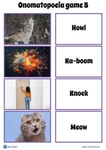 Free onomatopoeia game (44 cards) - ESL Vault
