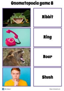 Free onomatopoeia game (44 cards) - ESL Vault