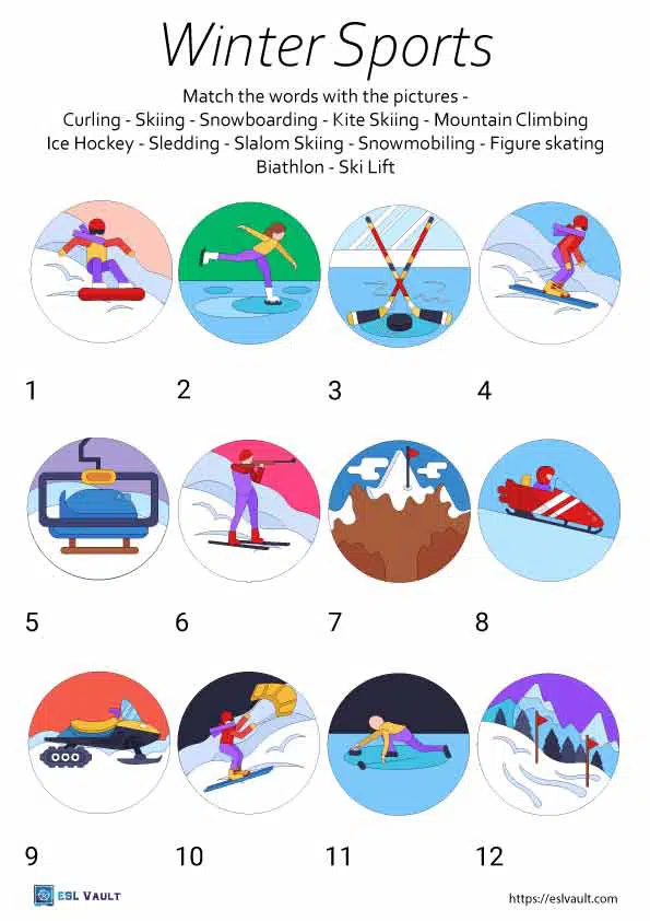 5 free printable sports worksheets - ESL Vault