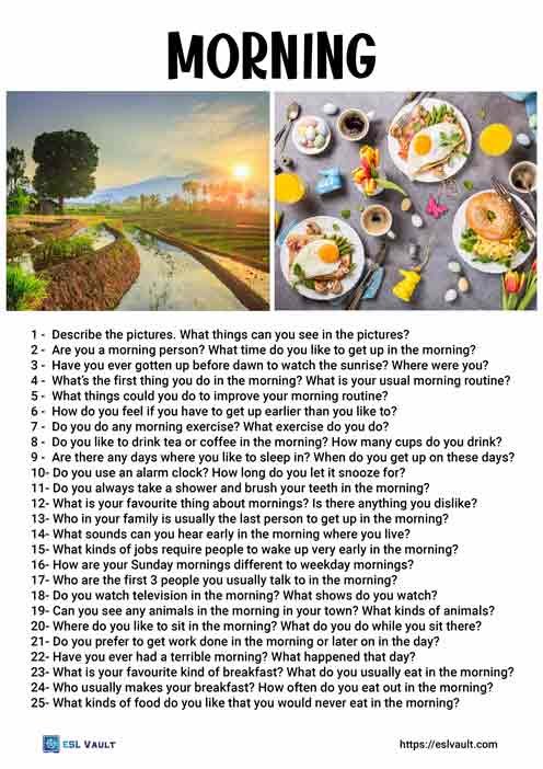 25 Morning Conversation Questions ESL Vault