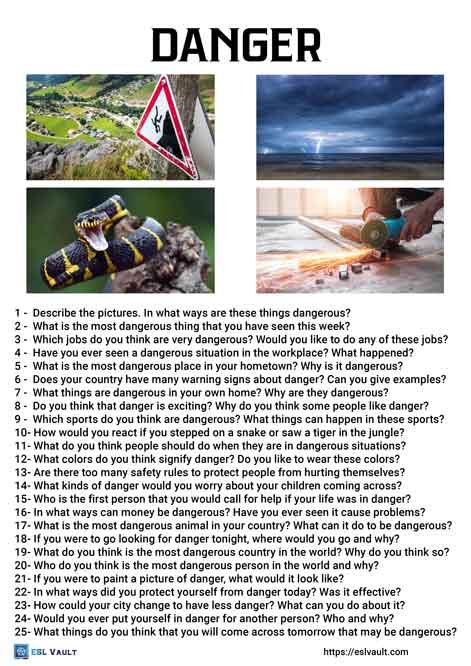 25 Danger Conversation Questions ESL Vault 25-danger-conversation-questions-esl-vault
