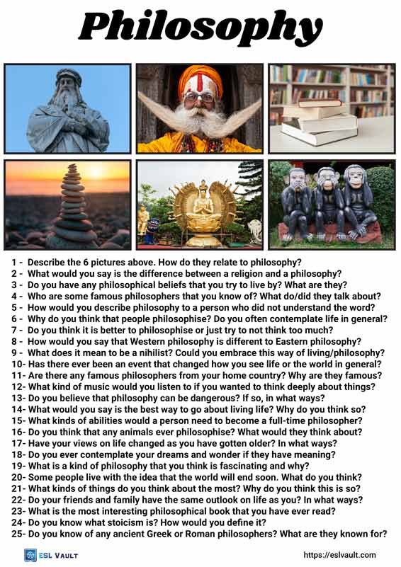 25 Philosophy questions for discussion - ESL Vault