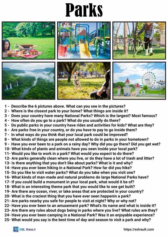 30+ Fun conversation questions about parks - ESL Vault